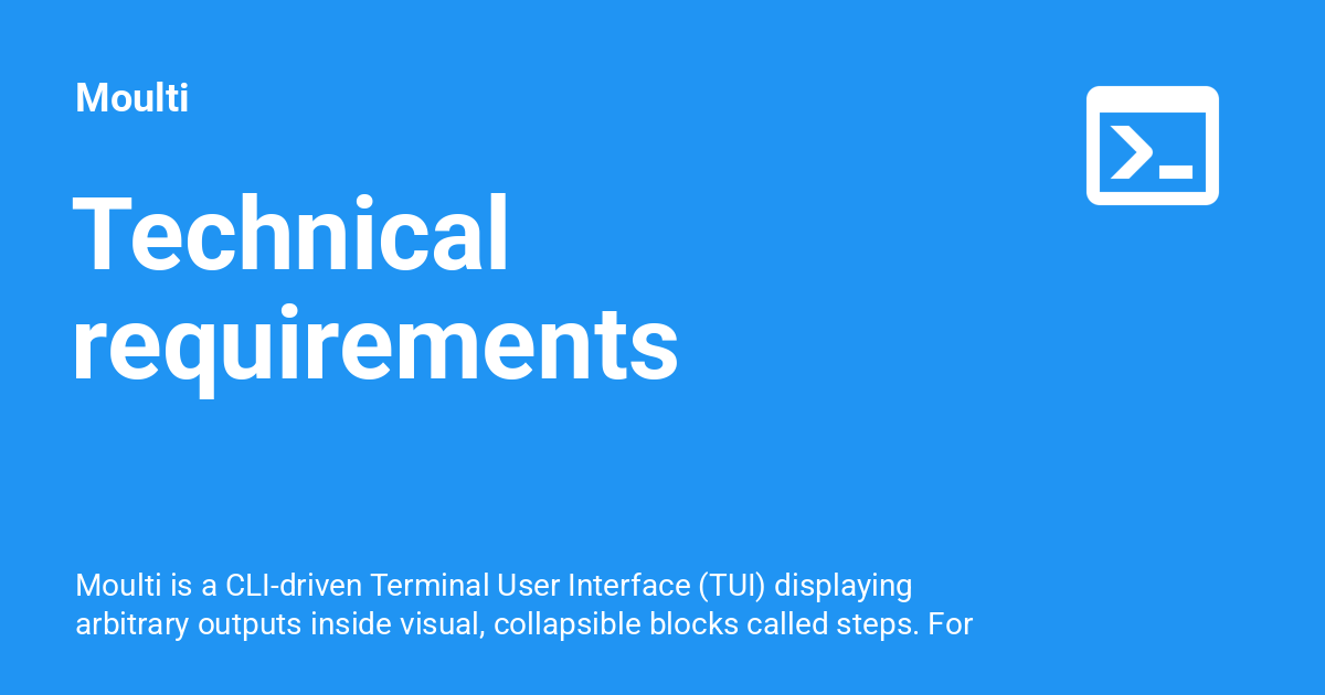 Technical requirements - Moulti